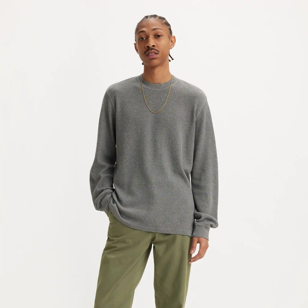 Levi's Standard Thermal Long Sleeve Tee, mid tone grey heather, a1616 ...